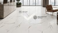 China Cream White Travertine Polished Glazed Marble Porcelain Tile 800x800mm Anti Slip Wear Resistant For Commercial Project for sale