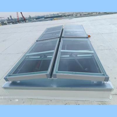 China Aluminum Frame Electric Skylight Smoke Vent Triangle Profile Electric Roof Window for sale