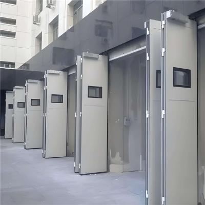 China Thermal Insulated Industrial Folding Door Rock Wool Filled Bi Parting Folding Gate for sale