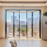 China Aluminum Alloy Frame Glass Panel Bifold Doors Commercial Folding Glass Doors for sale