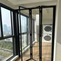 China Modern Insulated Bi Folding Glass Doors Windproof Aluminum Frame Motorized Custom Size for sale