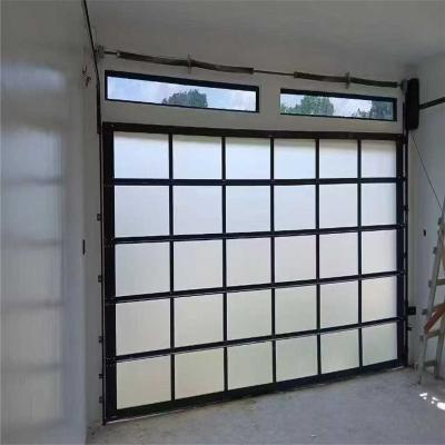 China Custom Built Glass Panel Sectional Garage Door Full View Design Corrosion Resistant for sale