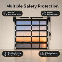 China Modern Aluminum Frame Glass Garage Door Customized Thick Low Maintenance Design for sale