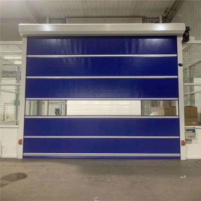 China Anti-static Food Grade PVC High Speed Door with Full Transparent PVC Window and SUS304 Stainless Steel Guide Rail Fast Action Door for sale