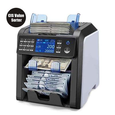 China 2 CIS TFT Value Counter Machine Mixed Denomination Bill Sorter 80 Bill Reject Pocket for sale