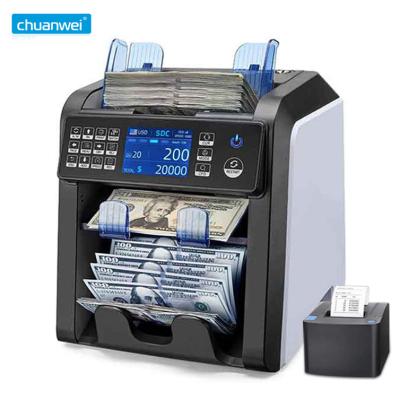 China 2 Pocket Mixed Denomination Money Counter 800 Bills/Min UV MG IR Value Counting Machine for sale