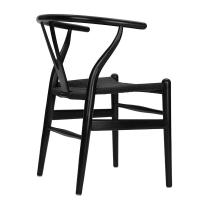 China 11lb 23in Width Black Wishbone Wooden Dining Chair Ash Wood Nordic Style for sale