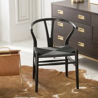 China 11lb 23in Width Black Wishbone Wooden Dining Chair Ash Wood Nordic Style for sale