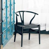 China 11lb 23in Width Black Wishbone Wooden Dining Chair Ash Wood Nordic Style for sale