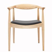 China Natural Wood Hans Wegner Kennedy Chair Leather Seat Ash Dining Chair 2PCS for sale