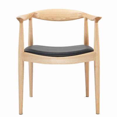 China Natural Wood Hans Wegner Kennedy Chair Leather Seat Ash Dining Chair 2PCS for sale