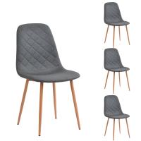 China Tomile 300LB Capacity PU Leather Dining Chairs Set of 4 Gray Modern Metal Legs for sale
