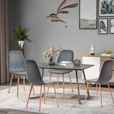 China Tomile 300LB Capacity PU Leather Dining Chairs Set of 4 Gray Modern Metal Legs for sale