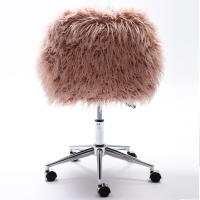 China Pink Faux Fur Adjustable Office Chair 19.84lbs Chrome Base Metal Frame for sale
