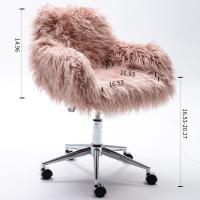 China Pink Faux Fur Adjustable Office Chair 19.84lbs Chrome Base Metal Frame for sale