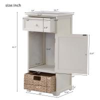 China White Vintage End Table 12.5lbs 33H with Basket Accent for Living Room Storage for sale
