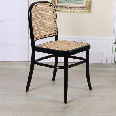 China Thonet Bentwood Cafe Chair 85cm Beech Wood Rattan Seat Black for sale