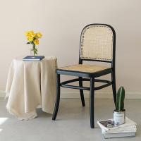 China Thonet Bentwood Cafe Chair 85cm Beech Wood Rattan Seat Black for sale