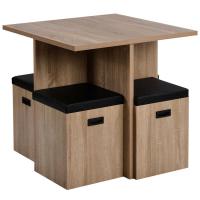 China 5-Piece Dining Table and Chair Set with Storage Ottoman 31x31 inch Faux Wood Coffee for sale