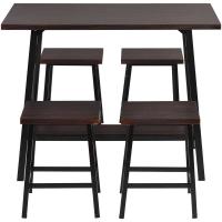 China 47.3 inch 5 Piece Bar Table Set Counter Height Pub Table with 4 Stools Espresso for sale