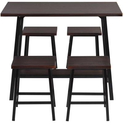 China 47.3 inch 5 Piece Bar Table Set Counter Height Pub Table with 4 Stools Espresso for sale