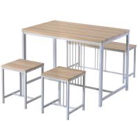 China Metal Frame Wooden 4 Piece Dining Table Set with Bench and 2 Stools 27.5 Inch Table for sale