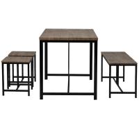China 43.3 Inch Wooden Dining Table Set with Bench and 2 Stools 220 lbs Capacity for sale