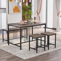 China 43.3 Inch Wooden Dining Table Set with Bench and 2 Stools 220 lbs Capacity for sale