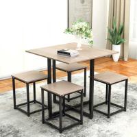 China Oak MDF H30in Table  5 Piece Bar Stool Set / 5pc Pub Table Set for sale