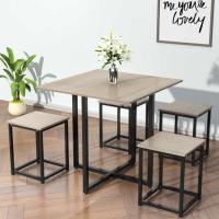 China Oak MDF H30in Table  5 Piece Bar Stool Set / 5pc Pub Table Set for sale