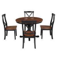 China 5 Piece Dining Table Set for 4 Persons 41.7 Inch Round Marble Style MDF Wood for sale