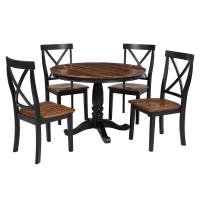 China 5 Piece Dining Table Set for 4 Persons 41.7 Inch Round Marble Style MDF Wood for sale