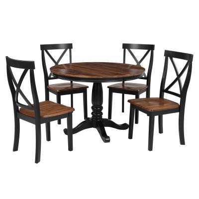 China 5 Piece Dining Table Set for 4 Persons 41.7 Inch Round Marble Style MDF Wood for sale