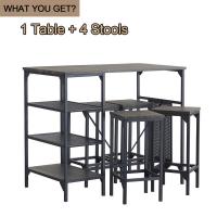 China Tomile 5 Piece Bar Height Dining Set With 4 Backless Bar Stools for sale