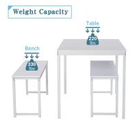 China 47.3 Inch 3 Piece Dining Table Set with Two Benches White MDF Metal for sale