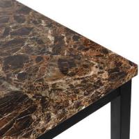 China 5 Piece Marble Top Dining Table Set with 4 Faux Leather Chairs 41.8 Inch for sale