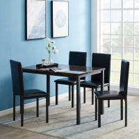 China 5 Piece Marble Top Dining Table Set with 4 Faux Leather Chairs 41.8 Inch for sale