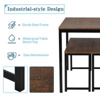 China Brown 3-Piece Dining Table Set with Two Benches 29 lbs Table Weight 47.3 Inch for sale