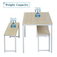 China 47.3 Inch 3 Piece Dining Table Set with Two Benches White MDF Metal for sale