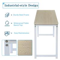 China 47.3 Inch 3 Piece Dining Table Set with Two Benches White MDF Metal for sale