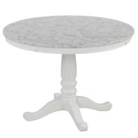 China White 5-Piece Dining Table Set for 4 Persons with Marble Style Top and Solid Wood Chairs for sale