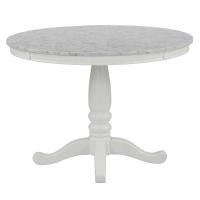 China White 5-Piece Dining Table Set for 4 Persons with Marble Style Top and Solid Wood Chairs for sale