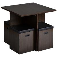 China 5 Piece Dining Set with Storage Ottoman 31 Inch Faux Wood Table and 4 Ottomans for sale