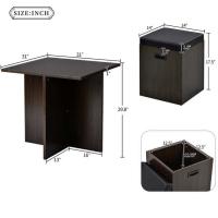 China 5 Piece Dining Set with Storage Ottoman 31 Inch Faux Wood Table and 4 Ottomans for sale