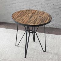 China Wood Color 48 Inch Round Dining Table with Metal Base Mid Century Modern for 4 for sale