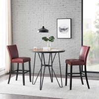 China Wood Color 48 Inch Round Dining Table with Metal Base Mid Century Modern for 4 for sale