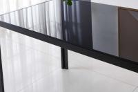 China 220Ibs capacity Simple Dining Room Table Black Tempered Glass Dining Table H4.13In for sale