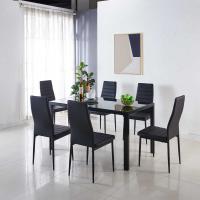 China 220Ibs capacity Simple Dining Room Table Black Tempered Glass Dining Table H4.13In for sale