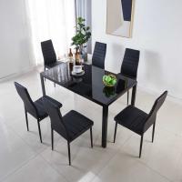China 220Ibs capacity Simple Dining Room Table Black Tempered Glass Dining Table H4.13In for sale