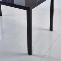 China 220Ibs capacity Simple Dining Room Table Black Tempered Glass Dining Table H4.13In for sale